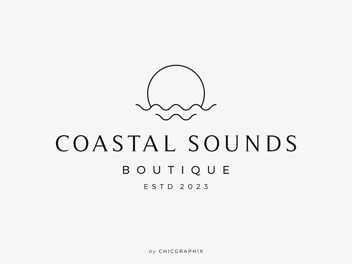 Coastal Logo Boho Logo Wave Logo Sun Logo Ocean Logo - Etsy