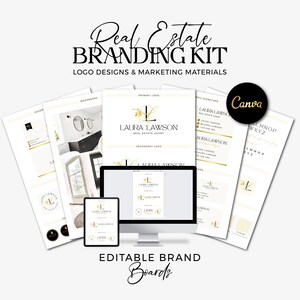 Real Estate Branding Kit, Realtor Logo Designs, Editable Canva Template ...