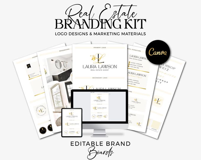 Real Estate Branding Kit, Realtor Logo Designs, Editable Canva Template ...
