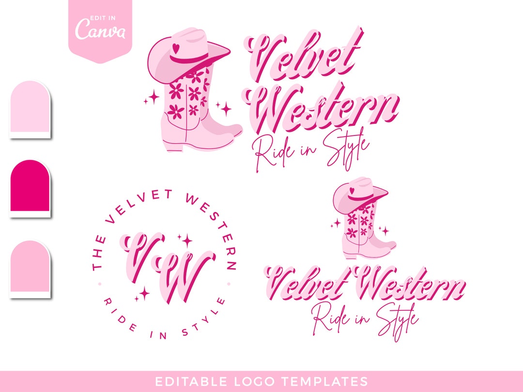 Western Cowgirl Editable Canva Logo Template DIY Logo Boho Branding Kit ...