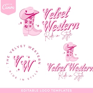 Western Cowgirl Editable Canva Logo Template DIY Logo Boho Branding Kit ...