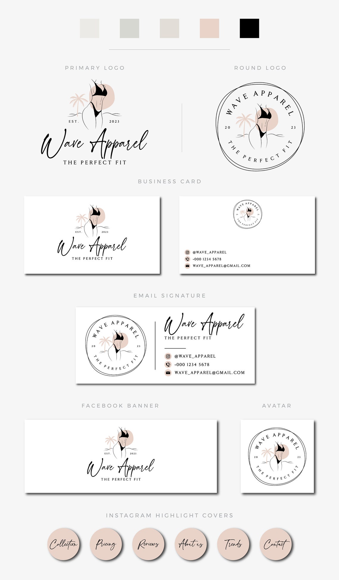 Swimsuit Logo Design Bikini Logo Boho Logo Watermark Logo - Etsy