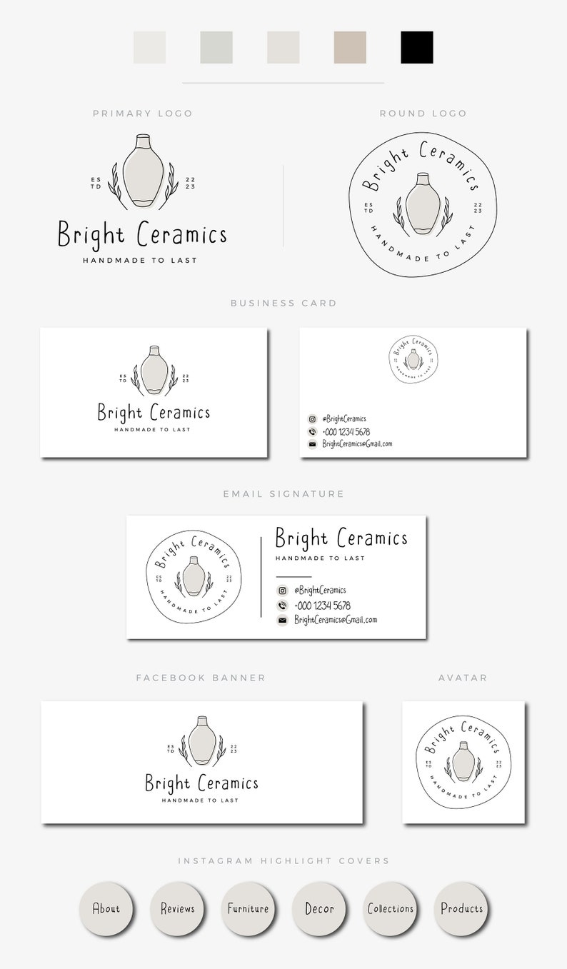Pottery Logo Ceramic Logo Boho Logo Craft Logo Shop Logo - Etsy