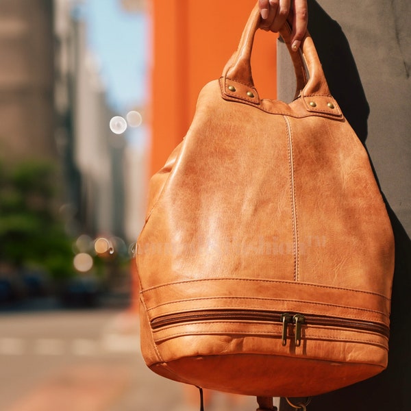 Boho Leather Backpack - Etsy