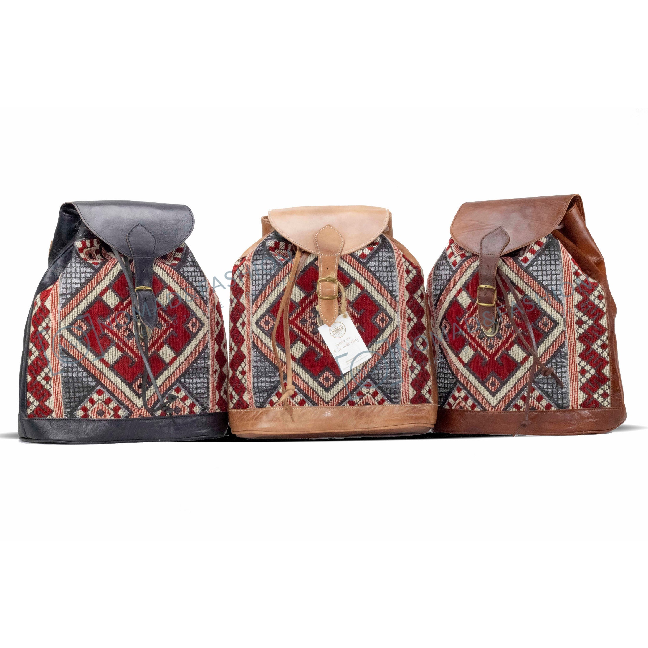 Leather Kilim Backpack Vintage Design Moroccan Carpet Bag | Etsy