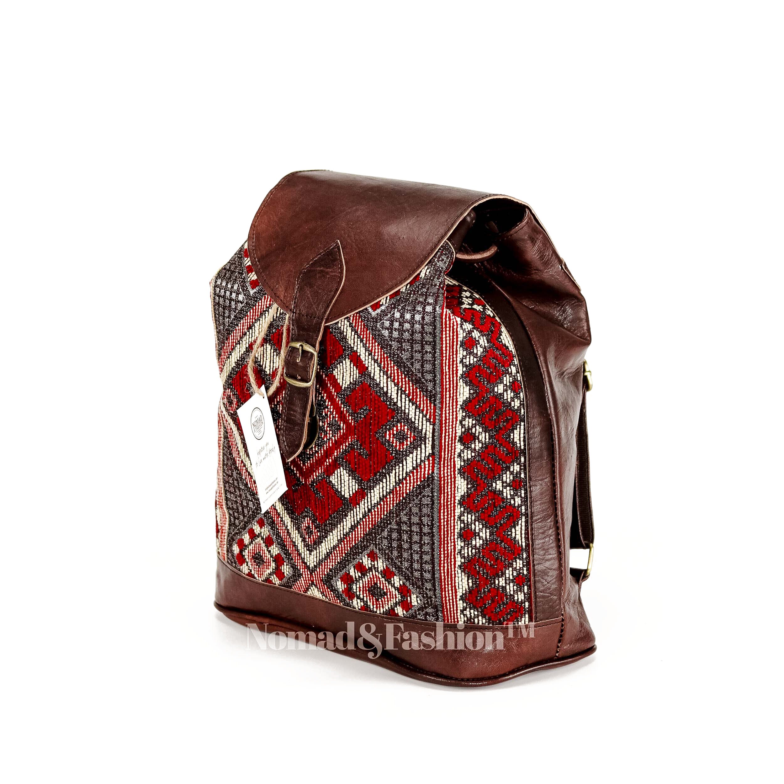 Leather Kilim Backpack Vintage Design Moroccan Carpet Bag | Etsy