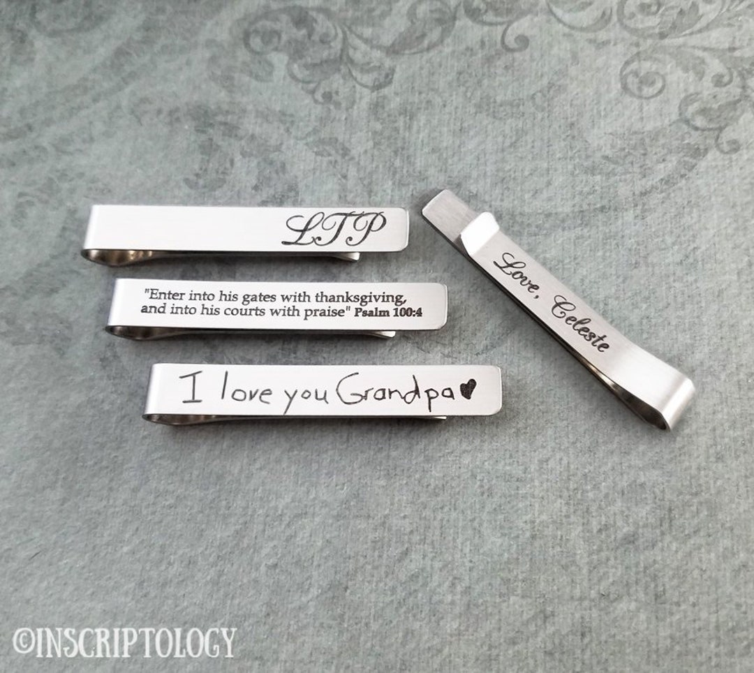 Engraved Tie Clip Personalized Tie Bar Necktie Clip Monogram Tie Clip ...