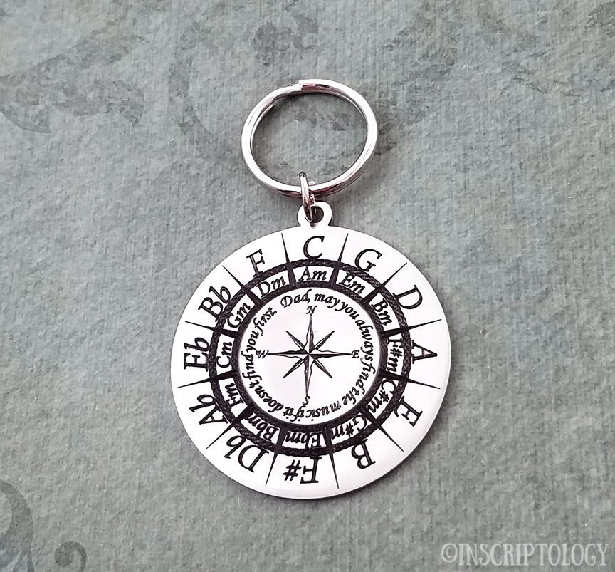 Circle of Fifths Keychain Dad Keychain STAINLESS STEEL Engraved ...