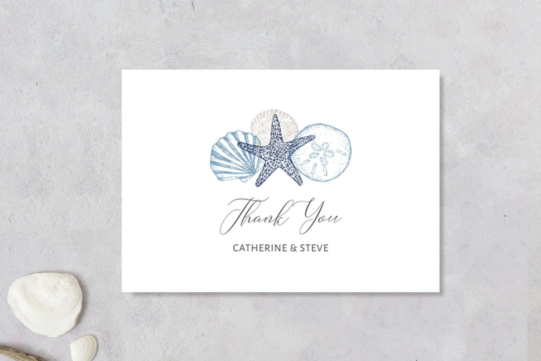 Beach Wedding Thank You, Nautical Thank You, Seashell Thank You ...