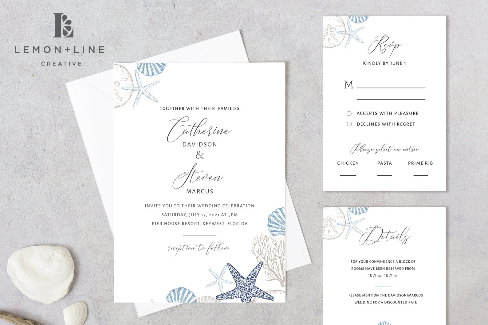 Beach Wedding Invitation, Beach Wedding Invitation Template, Beach ...