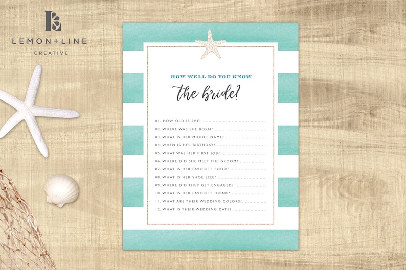 Beach Bridal Shower Games Beach Theme Games Bundle Nautical - Etsy