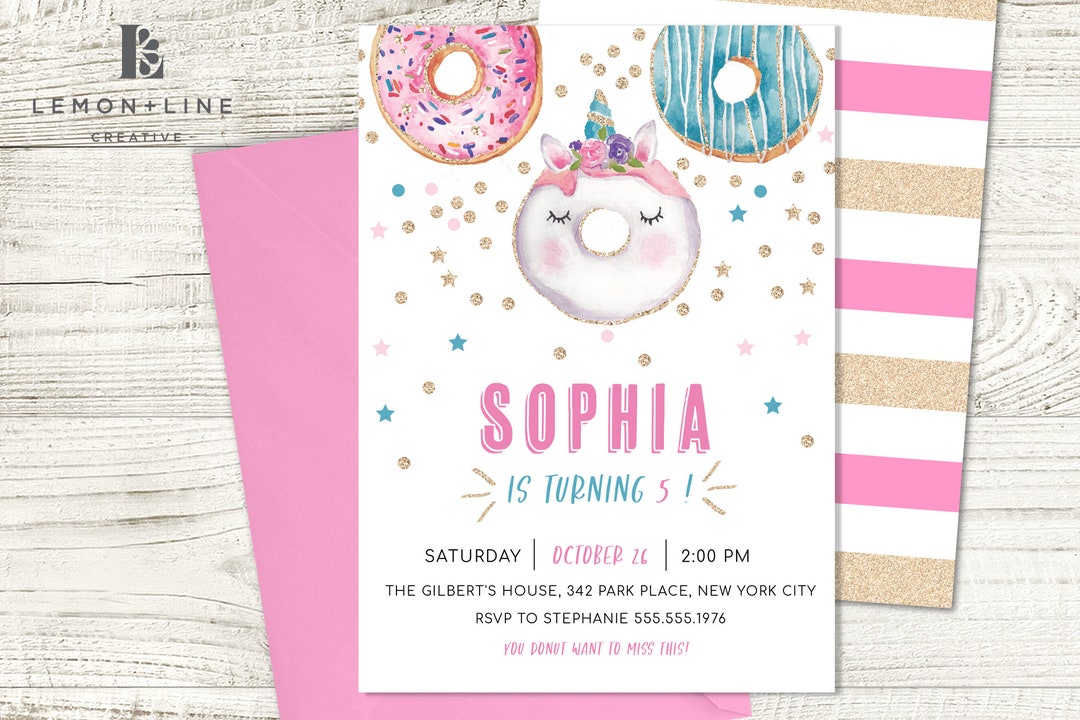 Donut Birthday Party Invitation, Donut Invitation Instant Download ...