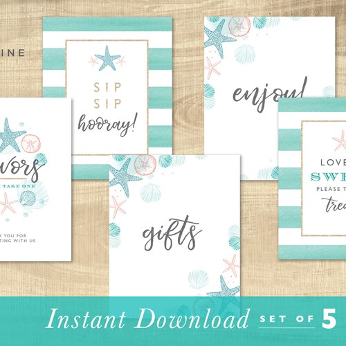 Beach Bridal Shower Signs Bundle Beach Bridal Shower Sign - Etsy