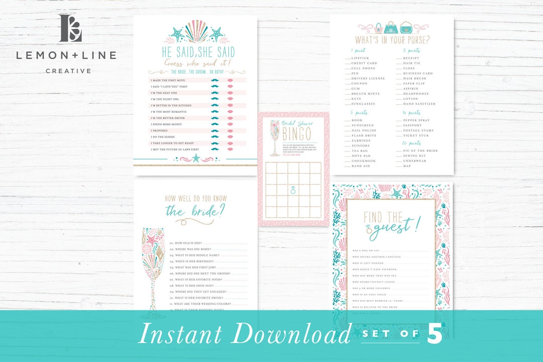 Beach Bridal Shower Games, Beach Theme Games Bundle, Nautical Shower ...