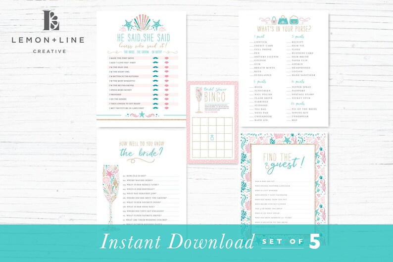 Beach Bridal Shower Games Beach Theme Games Bundle Nautical | Etsy