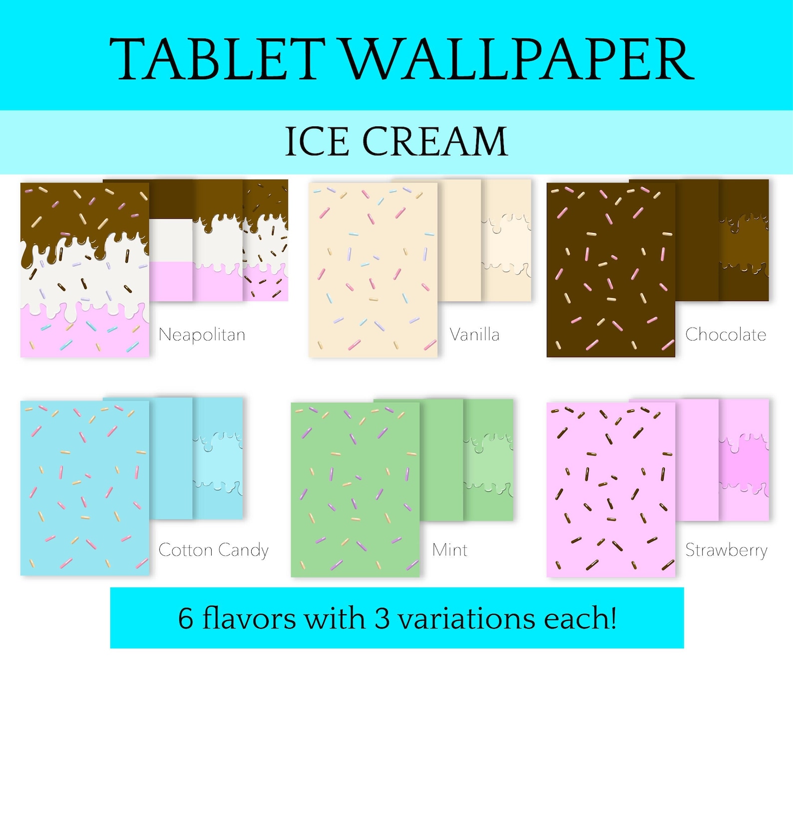 Ice Cream & Sprinkles Tablet Wallpaper Pack | iPad Backgrounds - Etsy