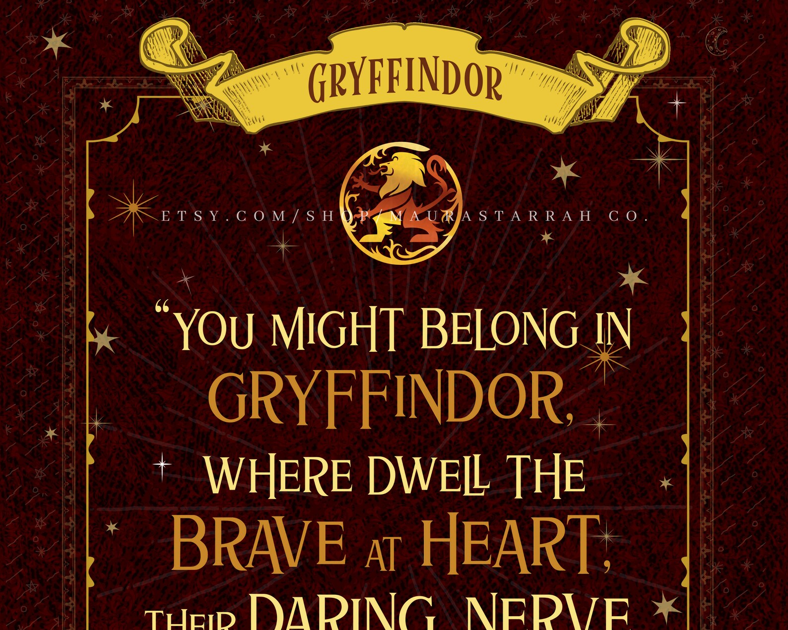 GRYFFINDOR Quote Printable Art You might belong in | Etsy