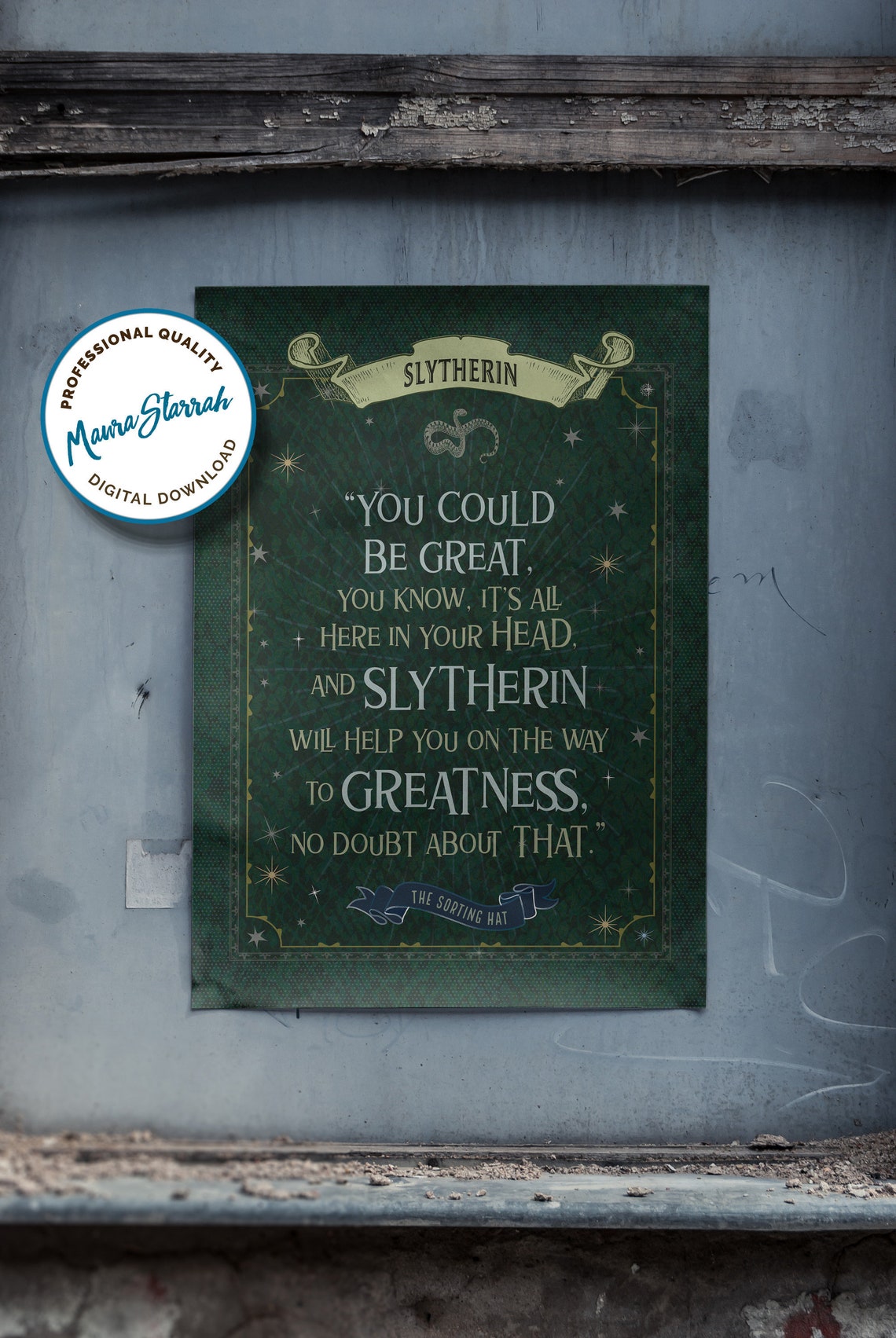SLYTHERIN Printable: Sorting Hat quote You could be great | Etsy