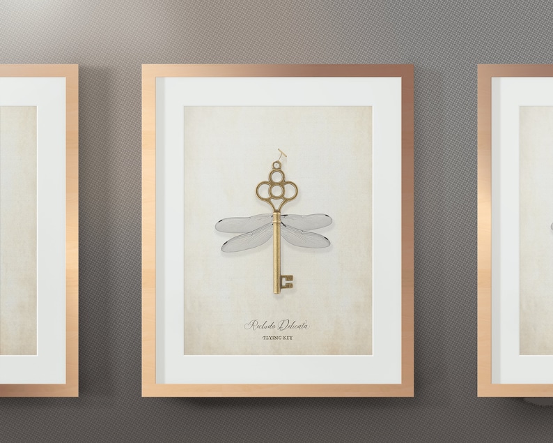 Flying Keys PRINT SET of 6 Magical Wizard Wall Art Art | Etsy