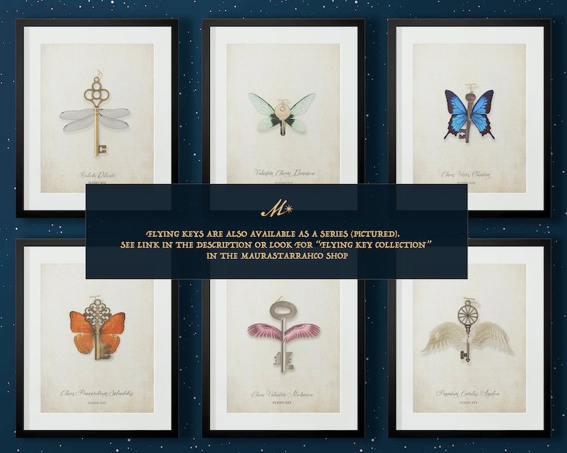 Flying Keys printable Fantasy Magical Wizard Wall Art - Etsy