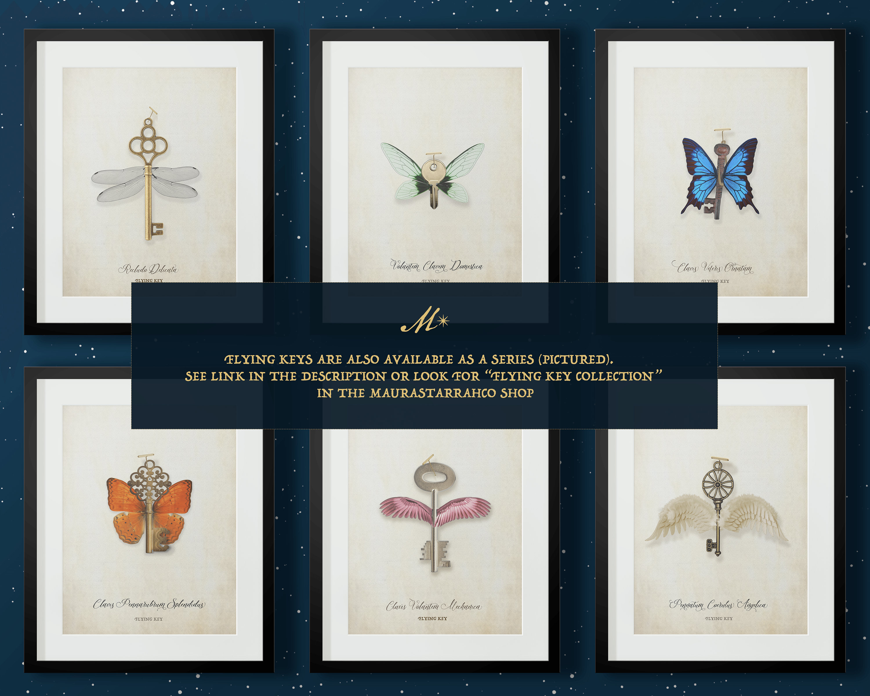 Flying Keys *printable* Fantasy Magical Wizard Wall Art | Specimen ...