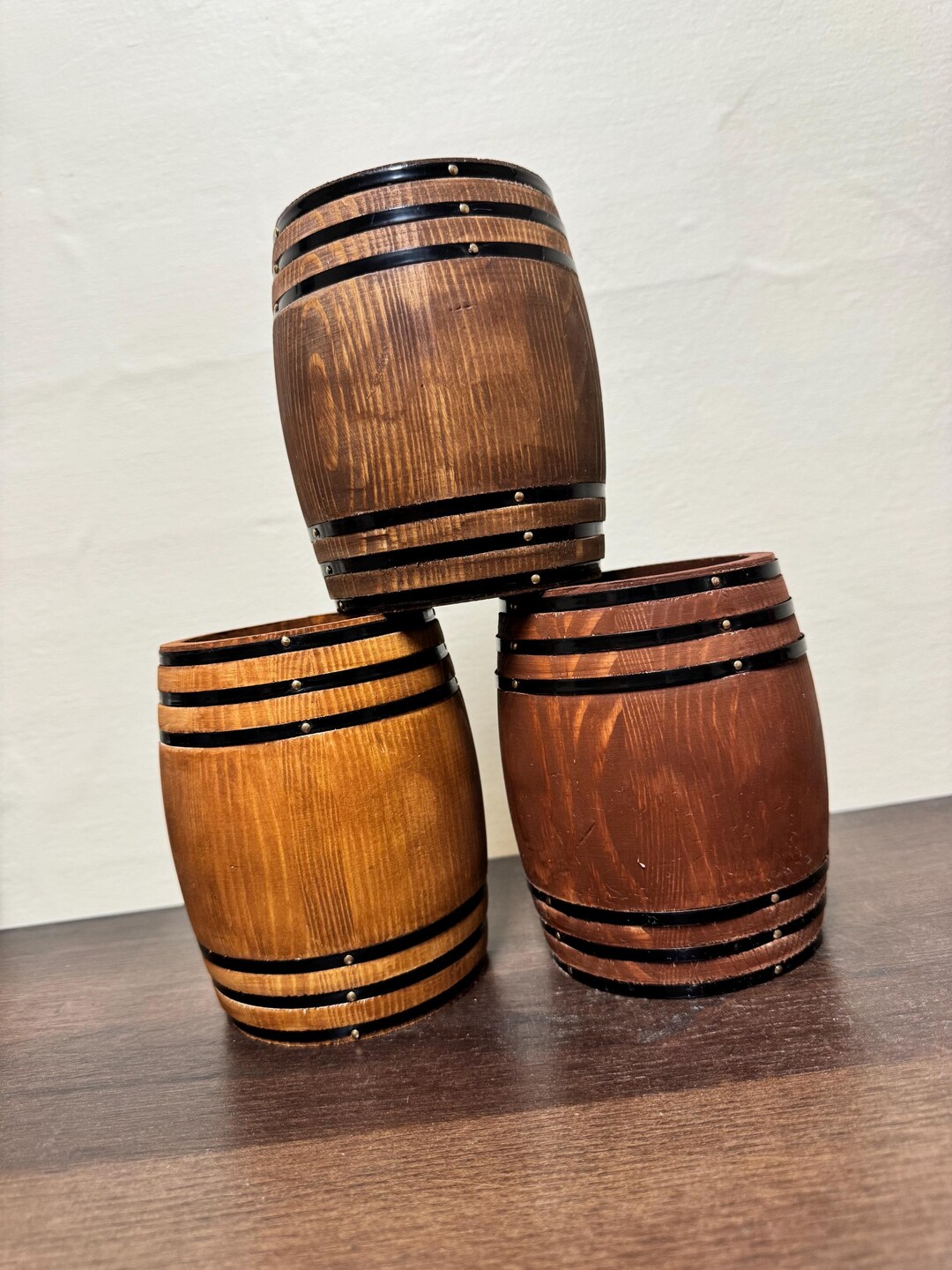 Mini Whiskey Barrel Decor: Walnut, Oak or Maple Finish - Etsy