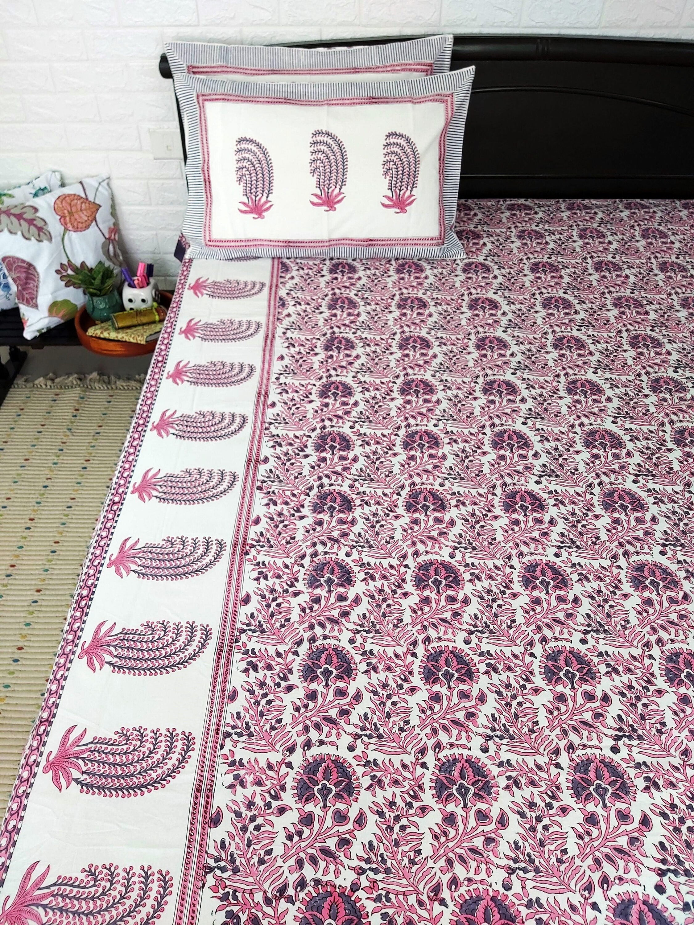 Hand Block Cotton Bed-sheet/ Bedsheet/ Indian Flat Block - Etsy UK