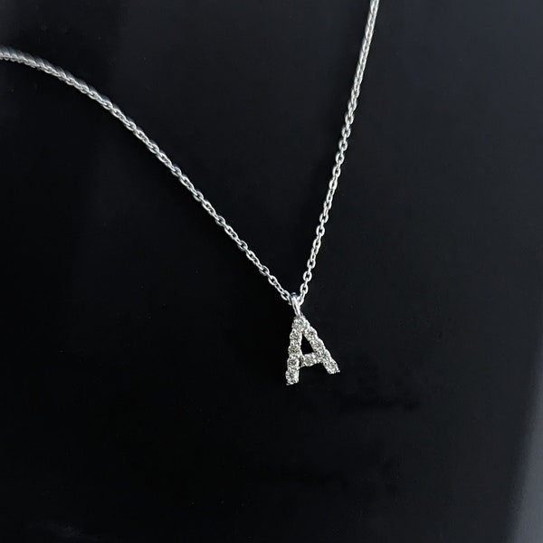 Real Gold Diamond Initial Necklace - Etsy