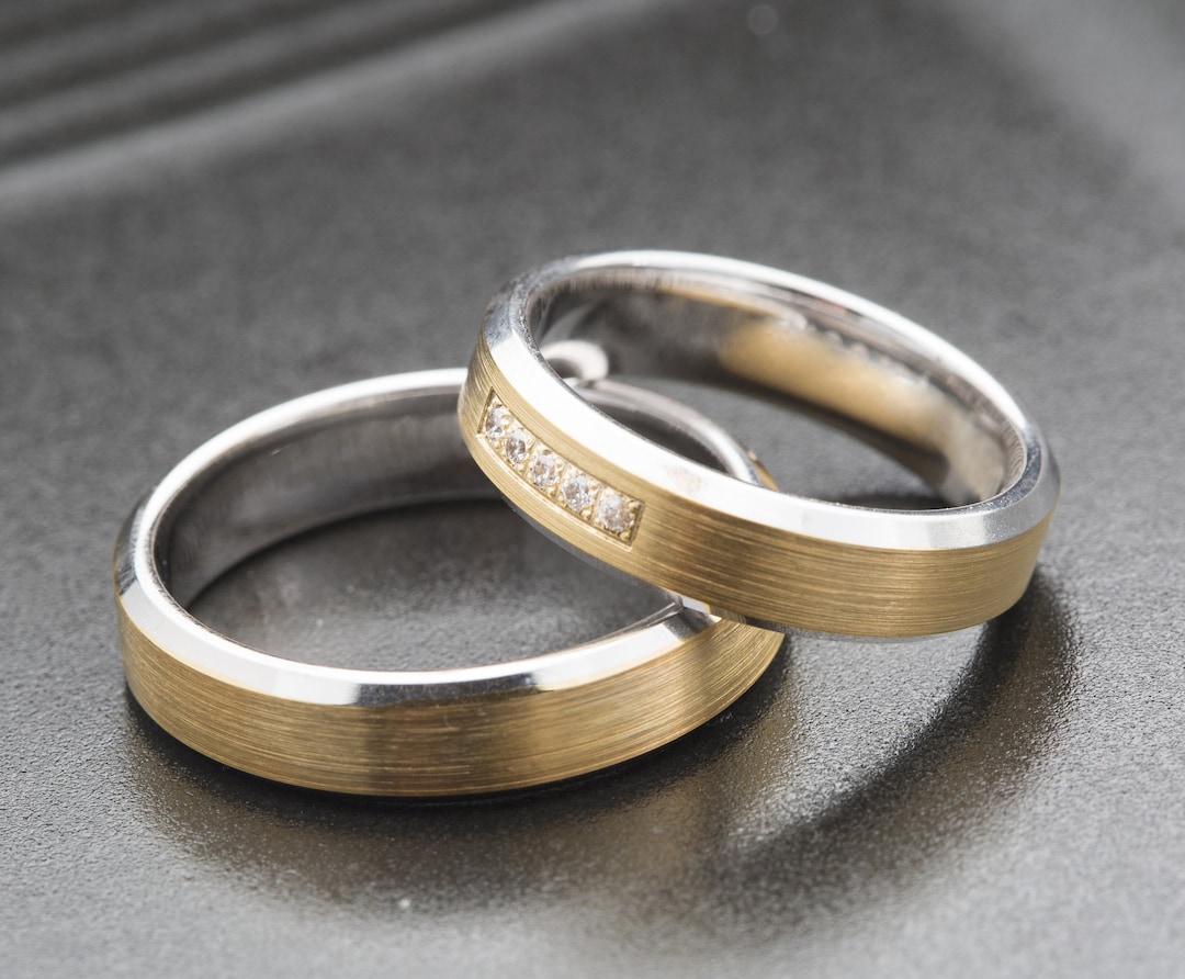 Antique 14k Gold Wedding Band Set With Classic Edge -N39 | Diamond ...