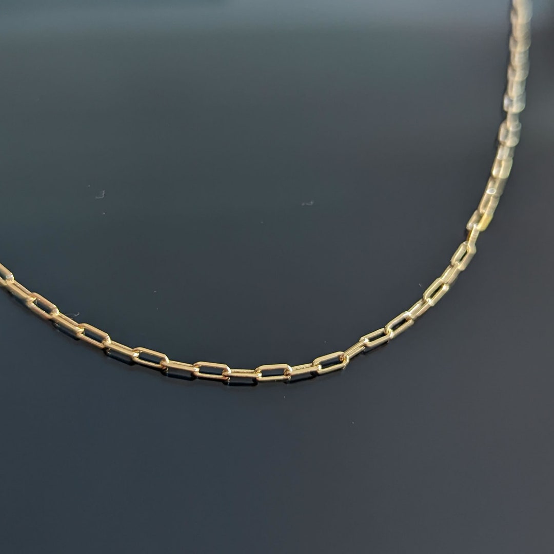 14k Solid Gold Link Chain Necklace for Her, Dainty Statement ...
