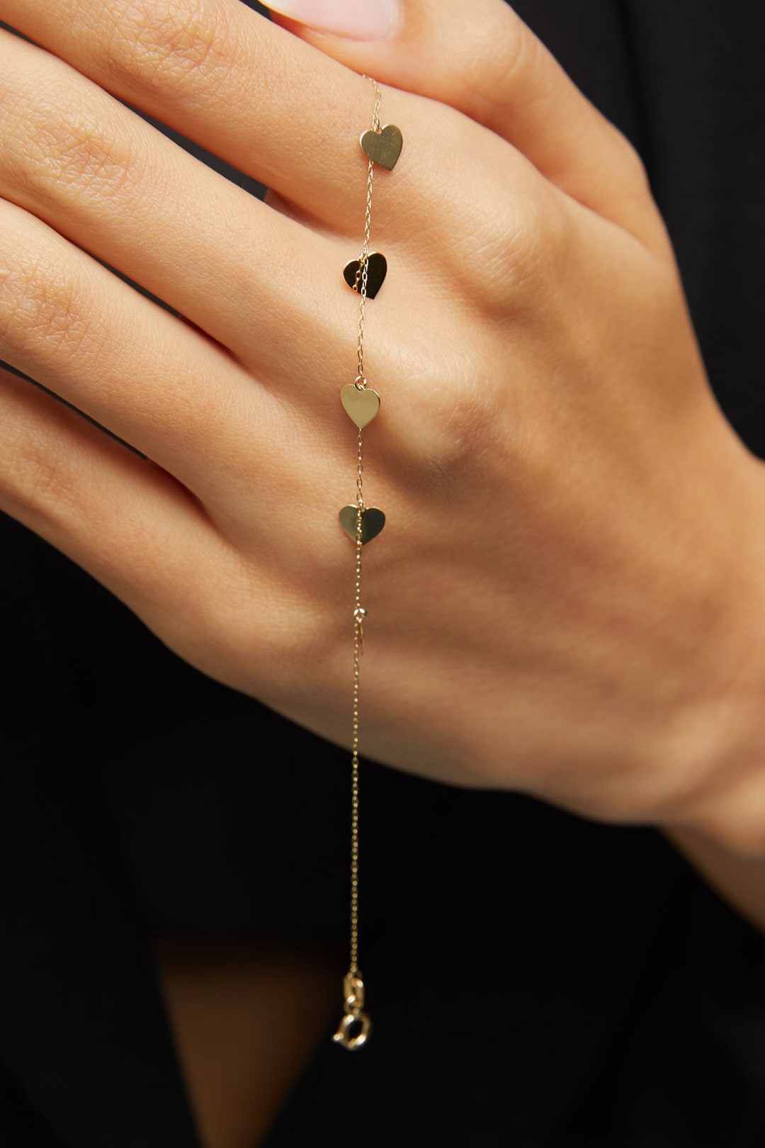 14k Solid Gold Dainty Multiple Heart Bracelet,gold Heart Bracelet for ...