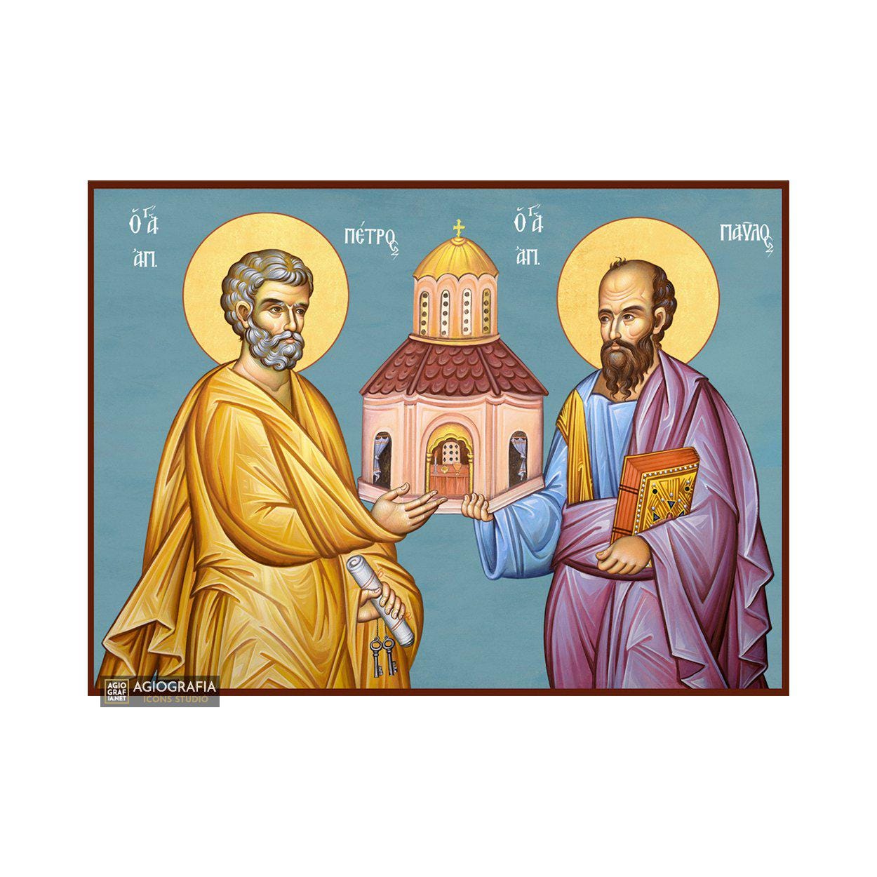Saints Apostles Peter and Paul - Museum Print Technique With Blue ...