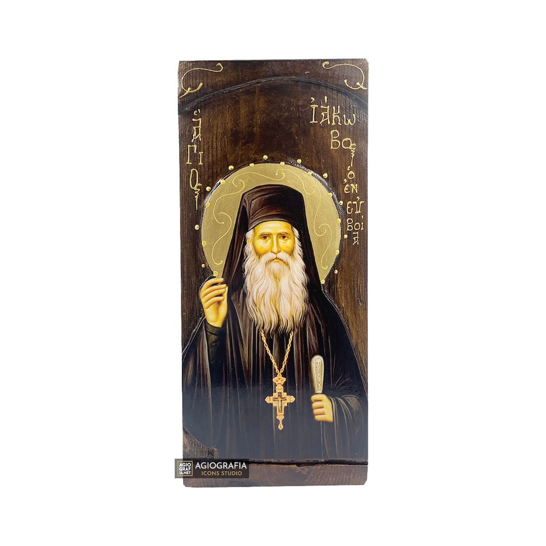 St Jacob Tsalikis Wood Curved Byzantine Christian Orthodox Icon on ...