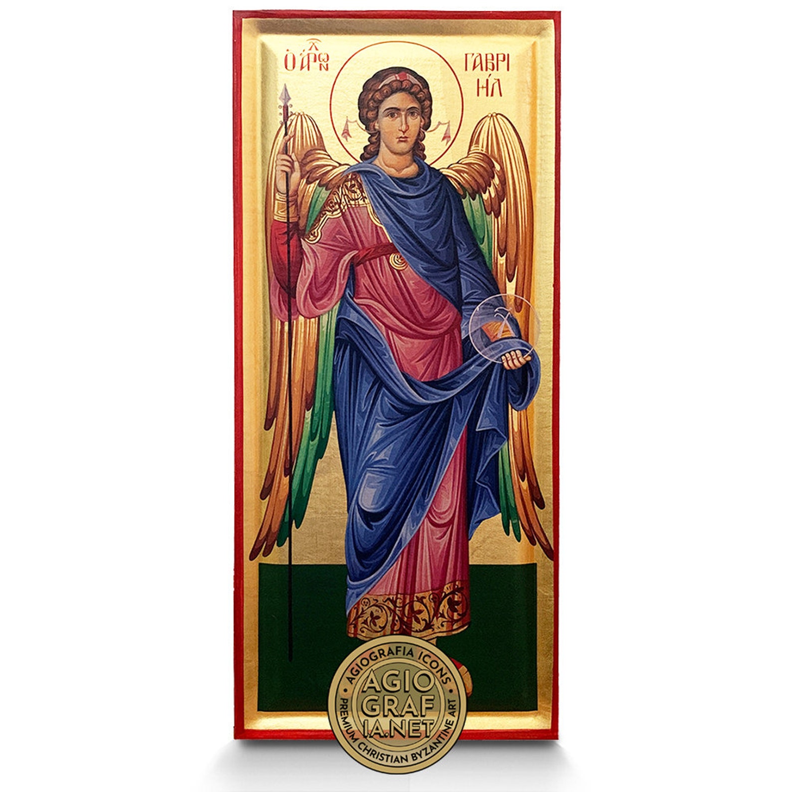 Archangel Gabriel Icon Handmade With Gold Leaves Mounting Point Icon ...