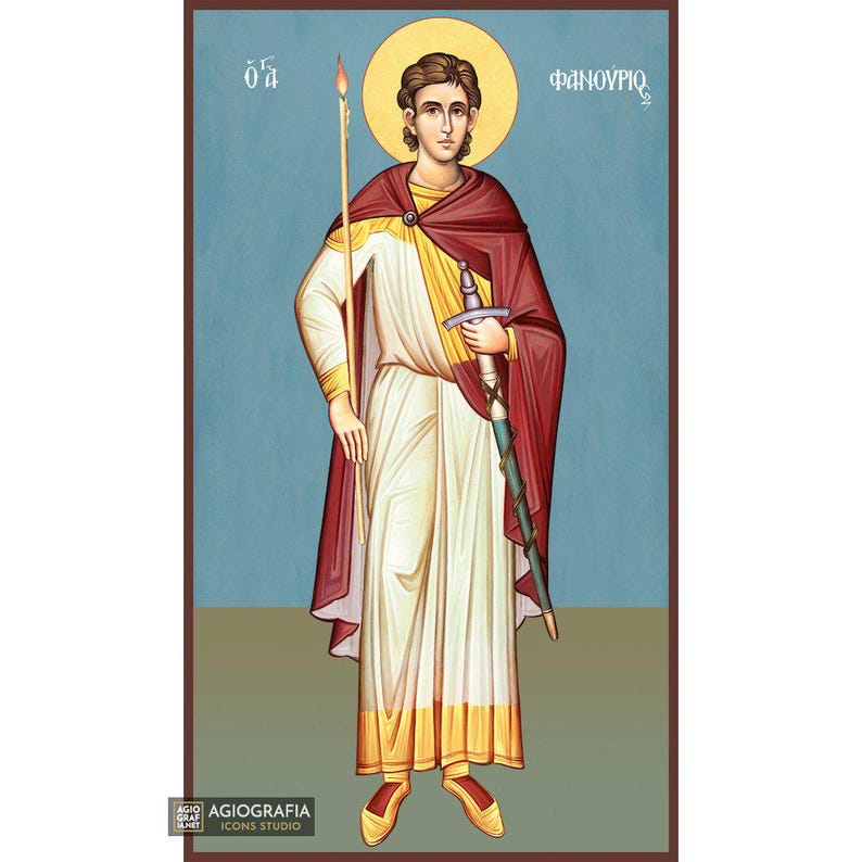 Saint Fanourios - Museum Print Technique With Blue Background in Case ...