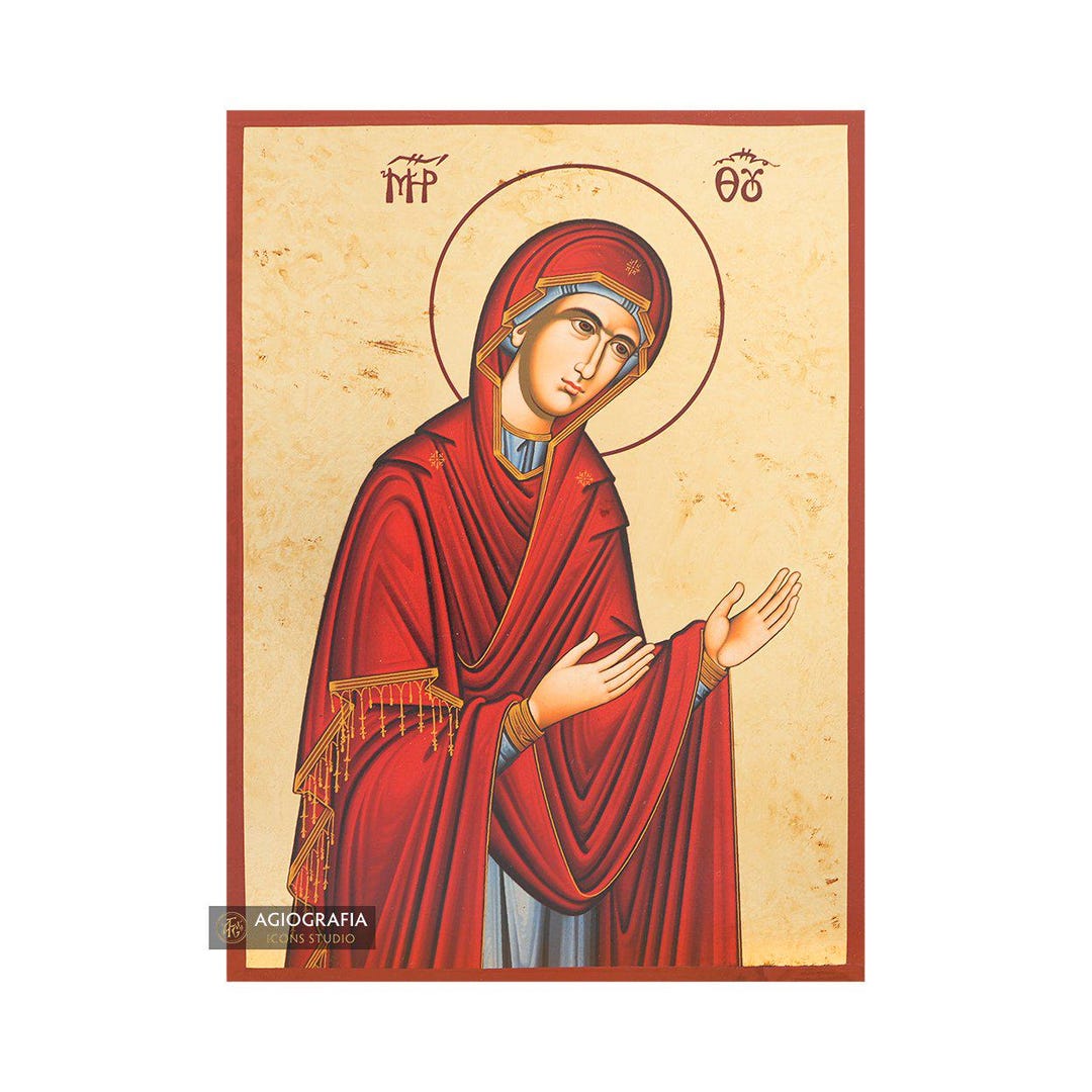 Virgin Mary Deesis - Aged Gold Foil Background Christian Orthodox Icon ...
