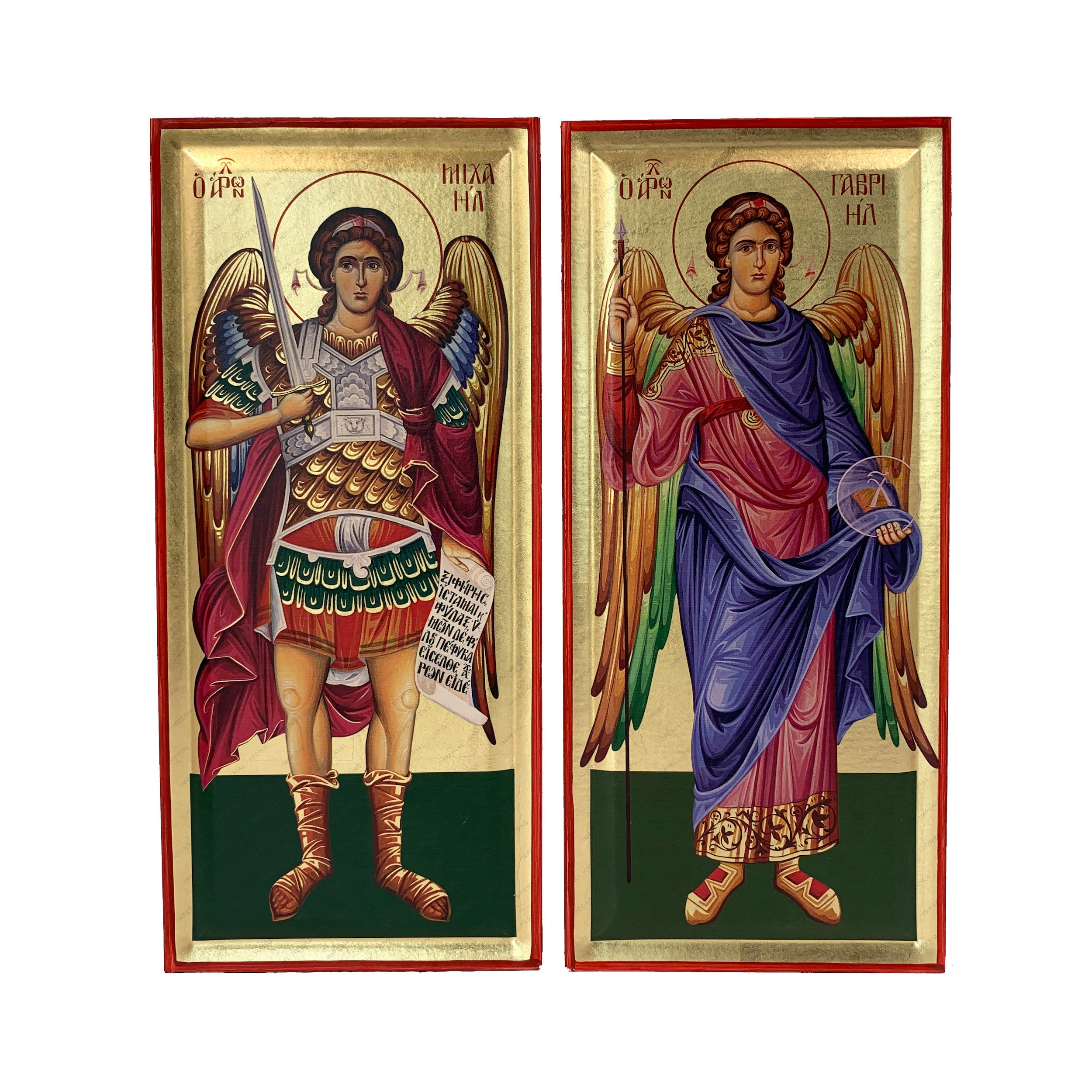 Archangels Michael & Gabriel Icons Set Handmade With Gold - Etsy