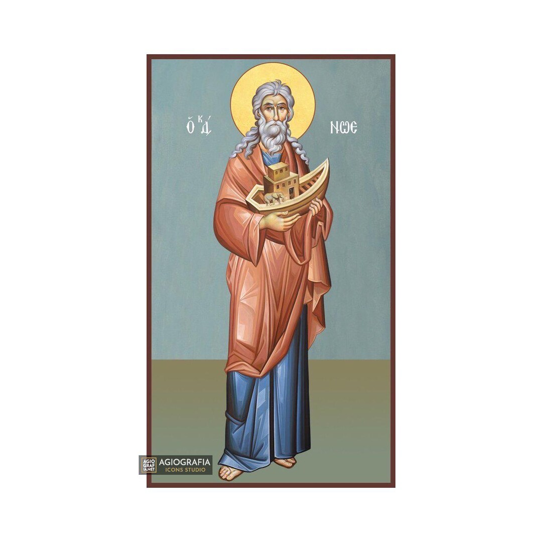 Righteous Noah Holding the Ark Christian Orthodox Icon on Wood With ...