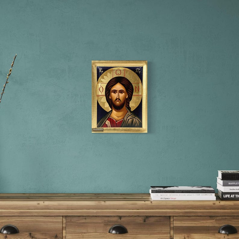 Jesus Christ - Orthodox Icon - Handmade Recessed Panel & Gold Leaves in ...