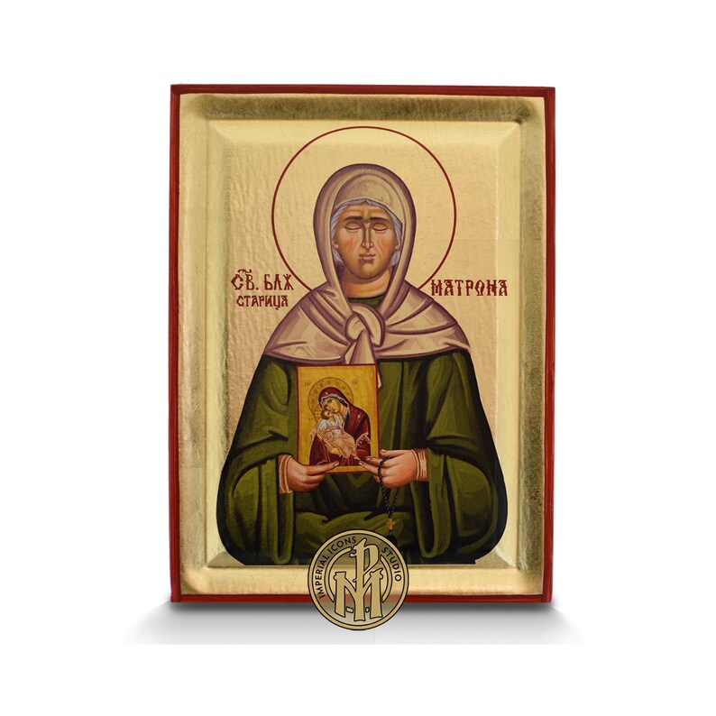 Saint Matrona Orthodox Icon Handmade Recessed Panel & Gold - Etsy