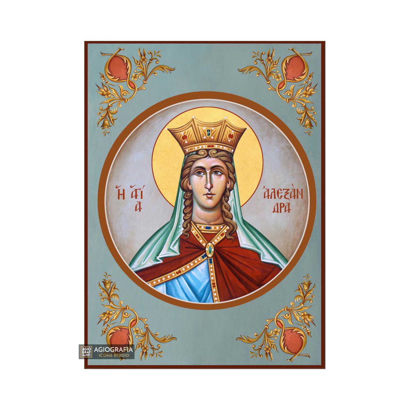 Saint Alexandra - Museum Print Technique With Blue Background in Case ...