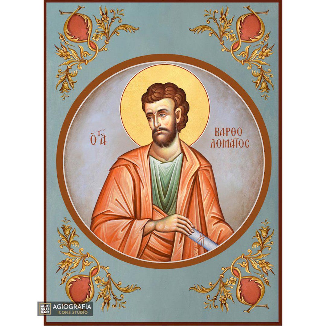 Saint Apostle Bartholomew - Museum Print Technique With Blue Background ...