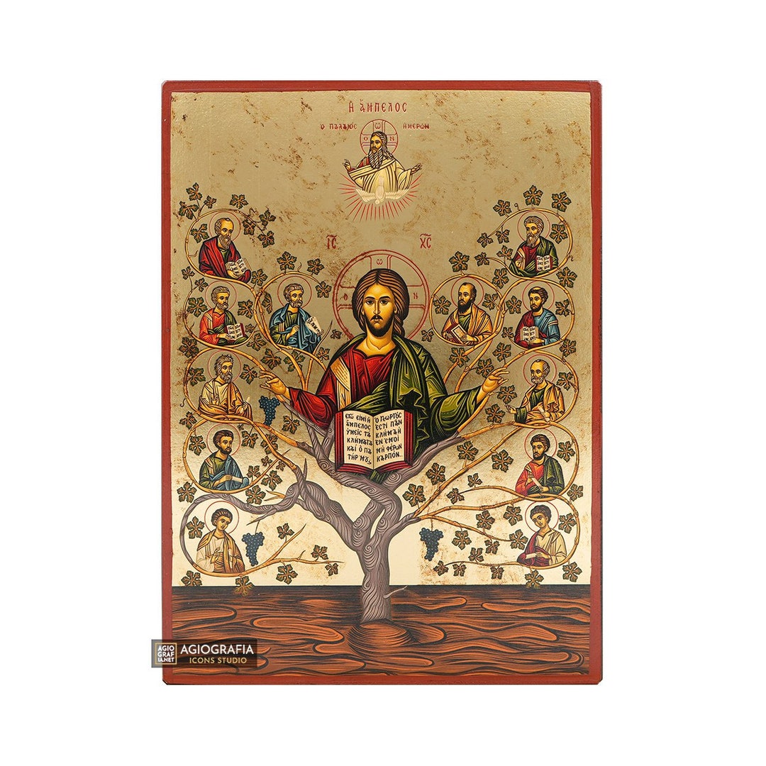 Jesus Christ Tree of Life the Vine / Ampelos Gold Leaf Background ...
