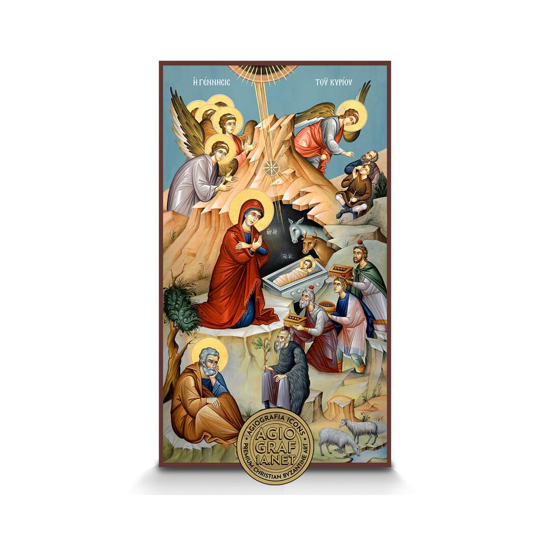 Nativity of the Lord Museum Print Technique With Blue Background in ...