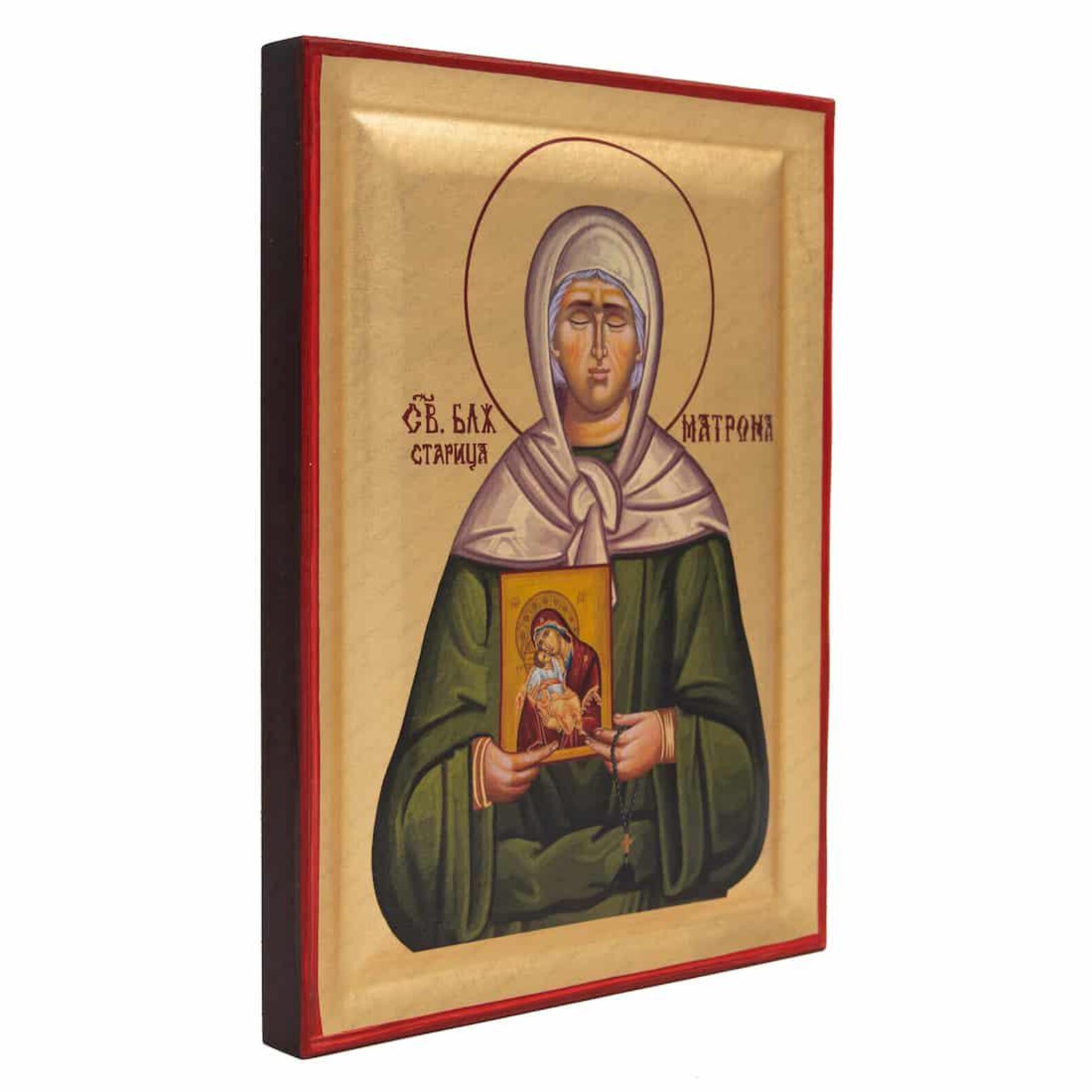 Saint Matrona Orthodox Icon - Handmade Recessed Panel & Gold Leaves in ...