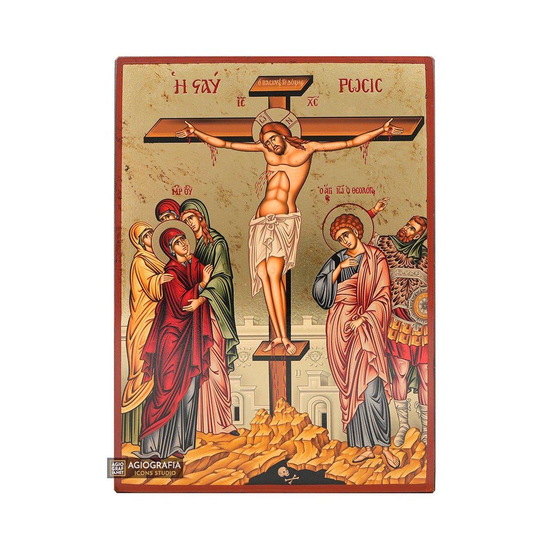 Crucifixion of the Lord - Gold Leaf Background Christian Orthodox Icon ...