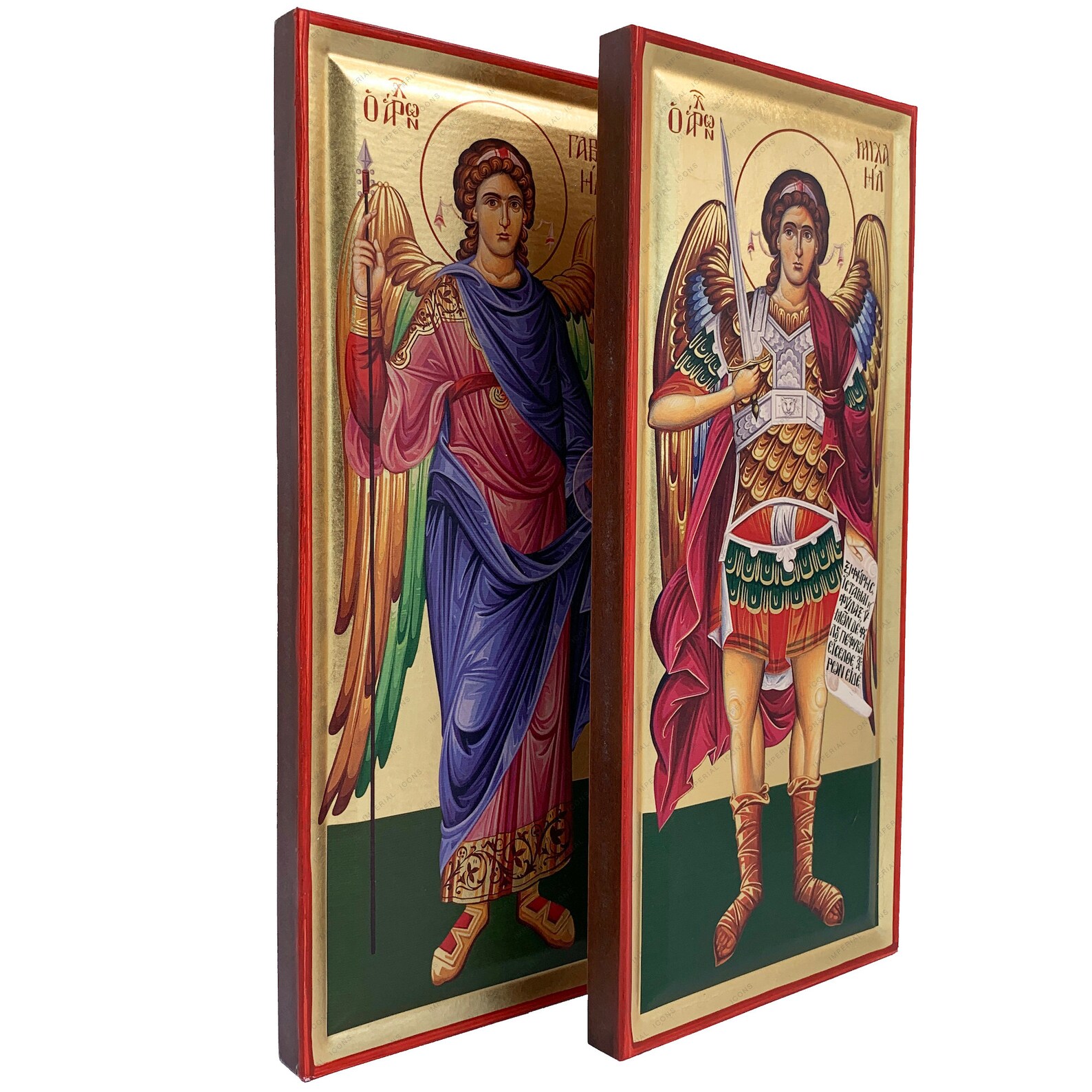 Archangels Michael & Gabriel Icons Set Handmade With Gold - Etsy