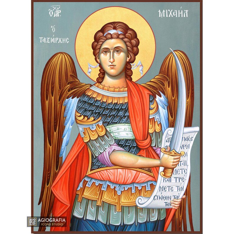 Archangel Michael - Museum Print Technique With Blue Background in Case ...
