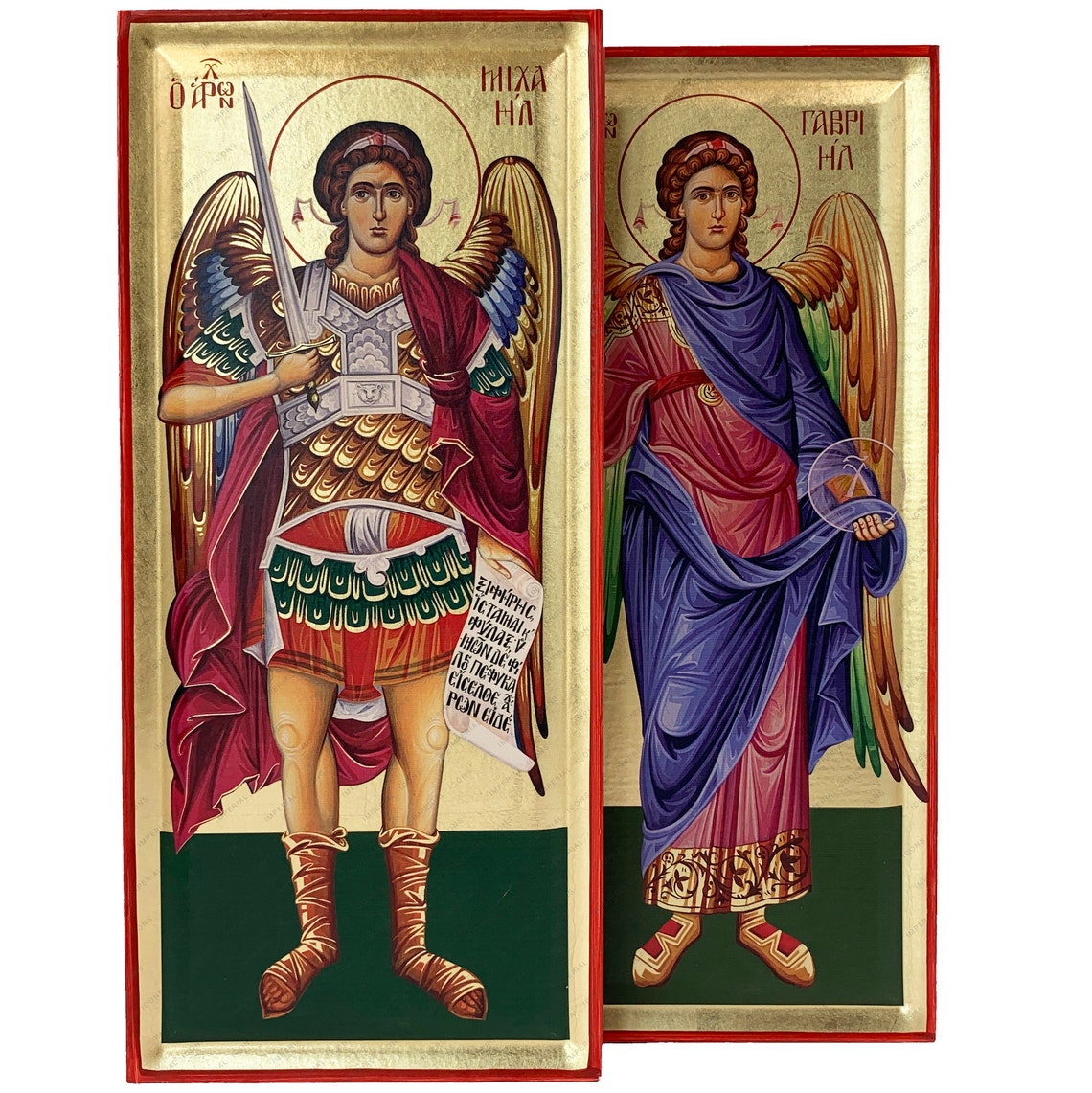 Archangels Michael & Gabriel Icons Set Handmade With Gold - Etsy