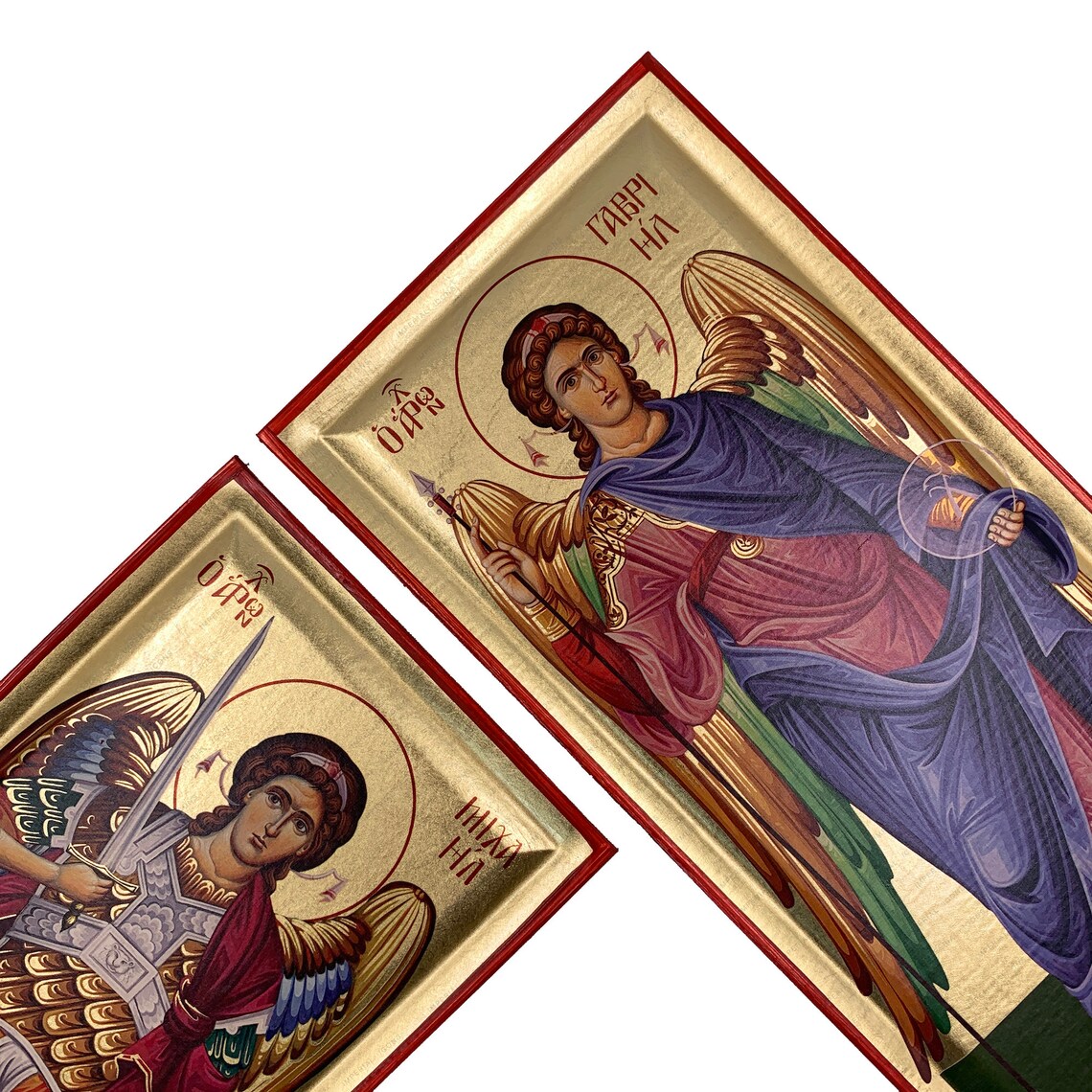 Archangels Michael & Gabriel Icons Set Handmade With Gold - Etsy